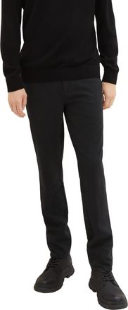 Tom Tailor Herren Regular Fit Chino Hose mit Bügelfalte, black dotted structure, 30/30