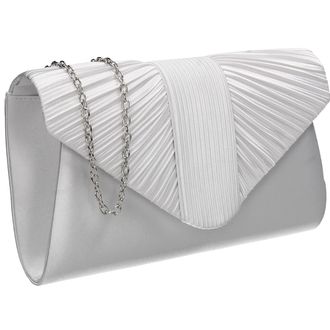 Swankyswans Sophie Damen-Clutch, Satin, Party, Abschlussball, Hochzeit, Abend, Clutch, weiß, One Size
