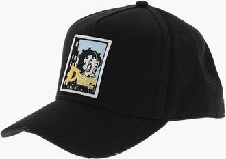 Dsquared2 BETTY BOOP Solid Color Baseball Cap with Embroidered Patch size One Si