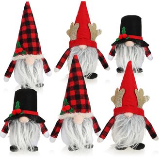 Com-Four 6X Premium Weihnachts-Wichtel - Weihnachtsdeko - winterliche Zwergen-Figur - Dekoartikel - irische Deko-Trolle - keltischer Gnom mit Bart