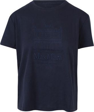 Max Mara Femme, Tops, Bleu, Taille: 40 FR T-shirt en jersey de coton avec broderie