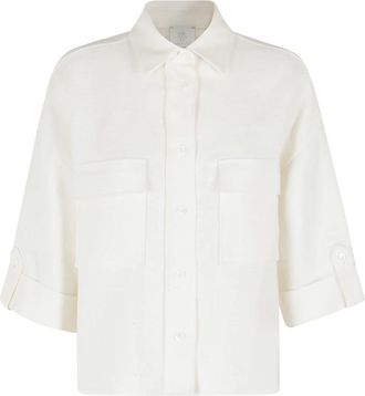 Eleventy Femme, Blouses et Chemises, Blanc, Taille: 40 FR Camicia Alamari