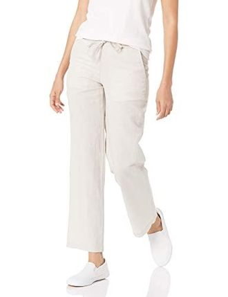Amazon Essentials Pantalon Large en Lin Mélangé avec Cordon de Serrage et Coupe Décontractée (Disponible en Grande Taille) Femme, Écru, M