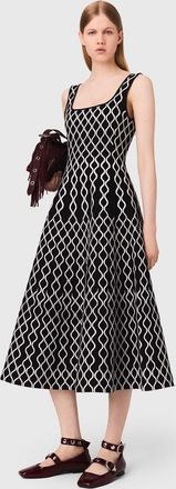 Maje Midikleid Aus Jacquard-strick - Schwarz / Weiß - Maje