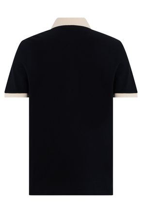 Valentino Garavani Mens Polo Shirt Black-Butter Cotton Piqu&eacute; Black/butter T-shirts And Polos