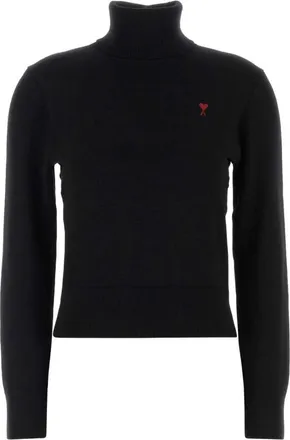 Ami Femme, Pulls, Noir, Taille: 36 FR Pull Col Roul&eacute; De Coeur