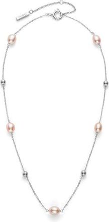 Olivia Burton Collier En Cuentas pour Femme Collection BY THE SEA PEARL en Acier Inoxydable avec Perles dEau Douce Teintées Rose - 24100201