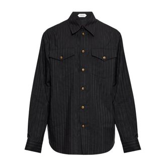 Versace Jacquard Baumwoll-Seiden Hemd Regular Fit - - Shirts - Herren - Schwarzk - XL