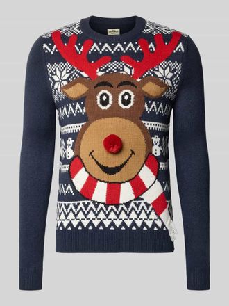 Montego Regular Fit Strickpullover mit Motiv-Stitching Modell RUDOLPH