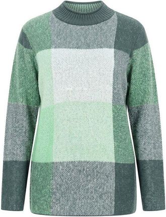 Ulla Popken Strickpullover Pullover Karomuster Stehkragen Langarm