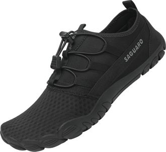 Saguaro Unisex Strandschuhe Schnell Trocknend rutschfest Frauen Wasserschuhe Dicker Sohle Atmungsaktive Schwimmschuhe für Männer Water Shoes, Wasser Schwarz 4