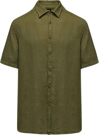 Bomboogie Homme, Chemises, Vert, Taille: 3XL Chemise &agrave; Manches Courtes en Lin