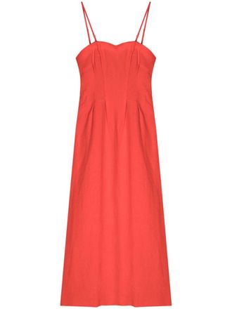 Auralee robe en tweed à encolure carrée - Rouge