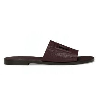 Dolce & Gabbana Burgundy Deerskin Logo Slides - - Shoes - Damen - Rot - 44 1/2 EU