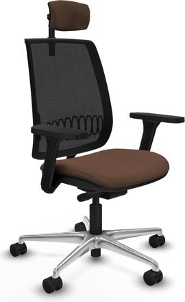 Piqueras y Crespo Ergonomischer Computerstuhl Alares mit 3D-Armlehnen, h&ouml;henverstellbare Lendenwirbelst&uuml;tze und h&ouml;henverstellbares Kopfteil, Schwarz / Dunkelbraun