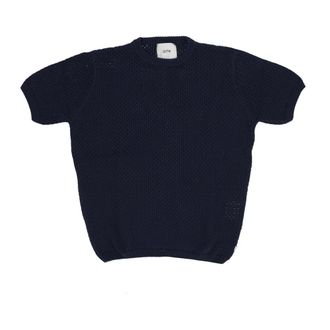 Arte Gestricktes Geh&auml;keltes Tee Navy Kurzarm - - Knitwear - Herren - Blau - XL