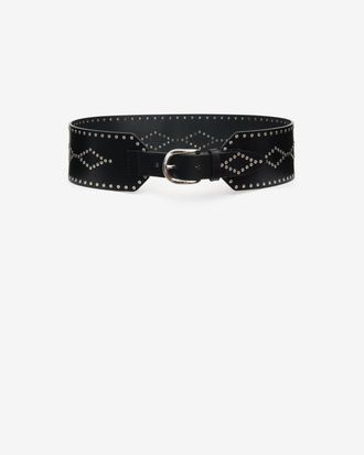 Isabel Marant Ceinture Lucie En Cuir - Femme - Noir Et Argent&eacute; - Taille75 - Isabel Marant