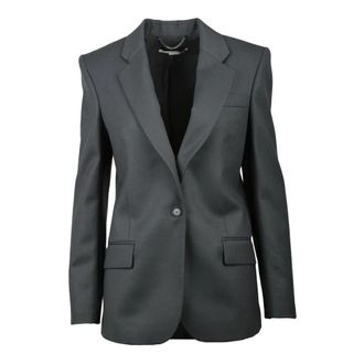 Stella McCartney Femme, Vestes, Gris, Taille: 34 FR Veste Longue Boutonn&eacute;e en Laine