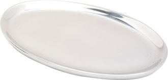 NKlaus Kerzenteller oval 17x10cm Aluminium Silber poliert Untertasse Tisch Dekoration Oberfläche glatt 10376