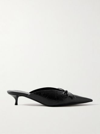 Balenciaga Mules En Cuir Froissé À Noeuds Knife - Noir