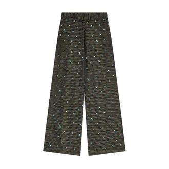 Dries Van Noten Femme, Pantalons, Noir, Taille: 42 FR Porter Embellished Wide-Leg Pantalons