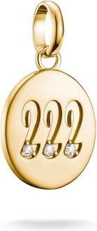 Thomas Sabo Charm Club Connect CC1249-414-14 Pendentif en forme de chiffre 222 avec pierres Plaqué or 18 carats Argent 925 recyclé