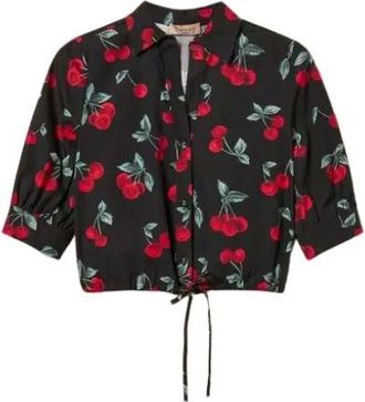 Twinset Femme, Blouses et Chemises, Multicolore, Taille: 42 FR Cropped Poplin Shirt