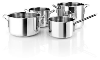 Eva Solo Eva Trio | Stainless Steel Topfset 4 St. 1,8 l 2,2 l 3,6 l 4,8 l |Komplettes Topfset, das jeden Bedarf beim täglichen Kochen abdeckt | Polished Steel