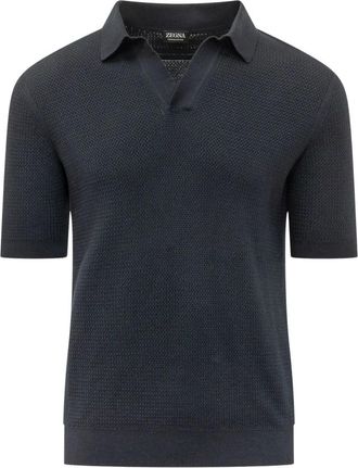 Ermenegildo Zegna Homme, Tops, Bleu, Taille: XL Polo &agrave; col en V