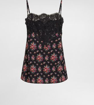 Dolce & Gabbana Top Aus Charmeuse Mit Einem Print Mit Kleinen Blumenstr&auml;u&szlig;en - Frau Blusen Und Tops Mehrfarbig 38