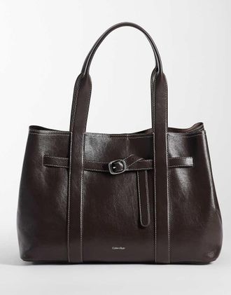 Calvin Klein Cabas avec boucle - Marron chocolat-Brown