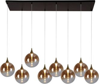 Searchlight Searchlight Alchemy Lampe suspendue &agrave; 8 LED, m&eacute;tal noir et verre ambr&eacute;