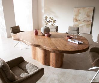 DELIFE Esstisch Herkon 240x140 Akazie Natur Holzgestell, Esstische