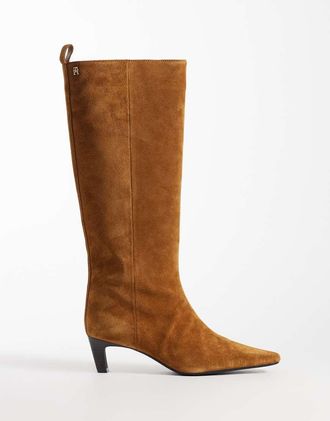Tommy Hilfiger Piper High Boots aus echtem Wildleder mit Absatz in Hellbraun