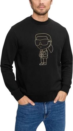 Karl Lagerfeld Homme, Sweatshirts et sweats &agrave; capuche, Noir, Taille: S Crew Neck Big Gold Logo SweaT-shirt