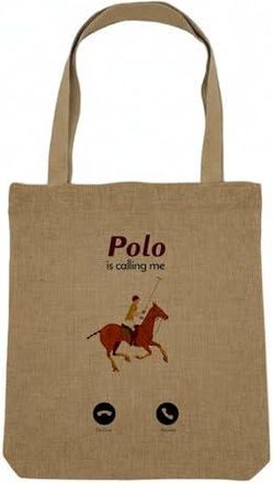 Fabulous Sac Shopping Tote Bag Aspect Lin - Polo Is Calling Me Sport Horse Animals - Sac de Courses Toile Epaisse 360g Beige Naturel Cabas Port&eacute; Epaule Solide 