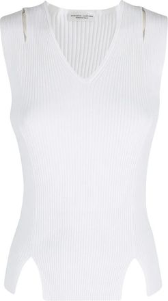 Roberto Collina Femme, Tops, Blanc, Taille: 38 FR Smanicato Cut-Out Ribbed Top