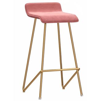 Generic Barhocker, Samt-Tresenhocker, Esszimmerst&uuml;hle mit weicher R&uuml;ckenlehne und Metallbeinen, einfach zu montieren, St&uuml;hle f&uuml;r K&uuml;chentheke/Esszimmer/Hausbar