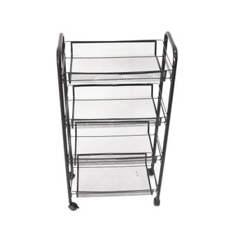 Dioche Rollbarer Aufbewahrungswagen, Mehrschichtiger, Langlebiger Metall-K&uuml;chenorganisator mit R&auml;dern f&uuml;r Snacks, Gem&uuml;se und K&uuml;che (Schwarze Vier Schichten)