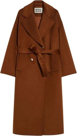 Pennyblack Femme, Manteaux, Brun, Taille: 38 FR Manteau crois&eacute; en laine