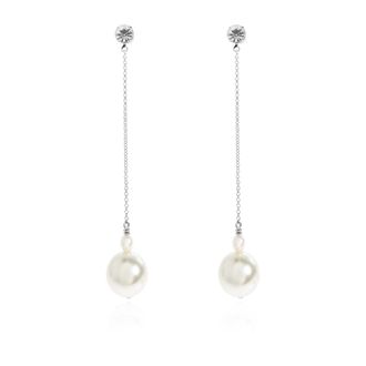 Forte_Forte Femme, Accessoires, Gris, Taille: ONE Size Longues Boucles dOreilles Perle