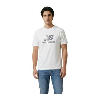 New Balance Homme, Tops, Blanc, Taille: M T-shirt imprim&eacute; en coton &agrave; col rond et manches courtes