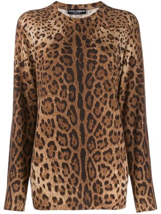 Dolce & Gabbana Kaschmirpullover mit Animal-Print - Braun