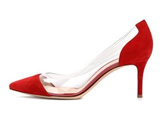 EDEFS Femmes Escarpins Talons Hauts Moyen Transparent Chaussures Redsuede Taille 38