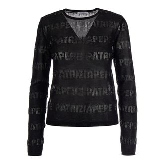 Patrizia Pepe Femme, Pulls, Noir, Taille: 40 FR Maille ras du cou