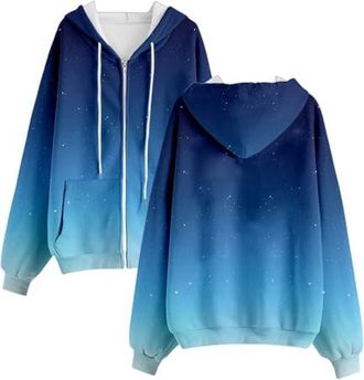 Generic Vestes l&eacute;g&egrave;res &agrave; capuche avec fermeture &eacute;clair et poches pour femmes, veste d&eacute;contract&eacute;e pour un usage quotidien et les activit&eacute;s de plein air, bleu, 