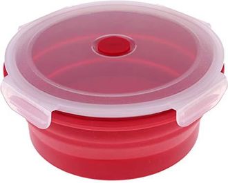 P Prettyia Saladier rond en silicone - Pour le camping, la randonn&eacute;e, le pique-nique - Rouge - 1200 ml