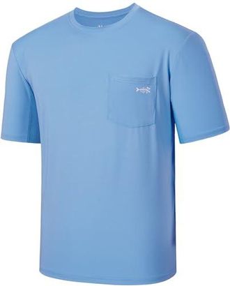 Bassdash T-Shirt de Poche à Manches Courtes pour Homme UPF 50+ Performance Protection Solaire UV Pêche Randonnée Kayak Chemises de Sport