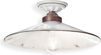 Ferroluce Deckenleuchte mit 1 Licht aus Keramik, Farbe Schwarz getönt, Kupfer, Durchmesser 20 cm, C057 Asti