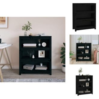 vidaXL Vidaxl - B&uuml;cherregal Schwarz 80x35x97 cm Massivholz Kiefer - BucheRegal - Holzm&ouml;bel - B&uuml;cherregal Schwarz - Massivholzk&uuml;che - Kiefernholz